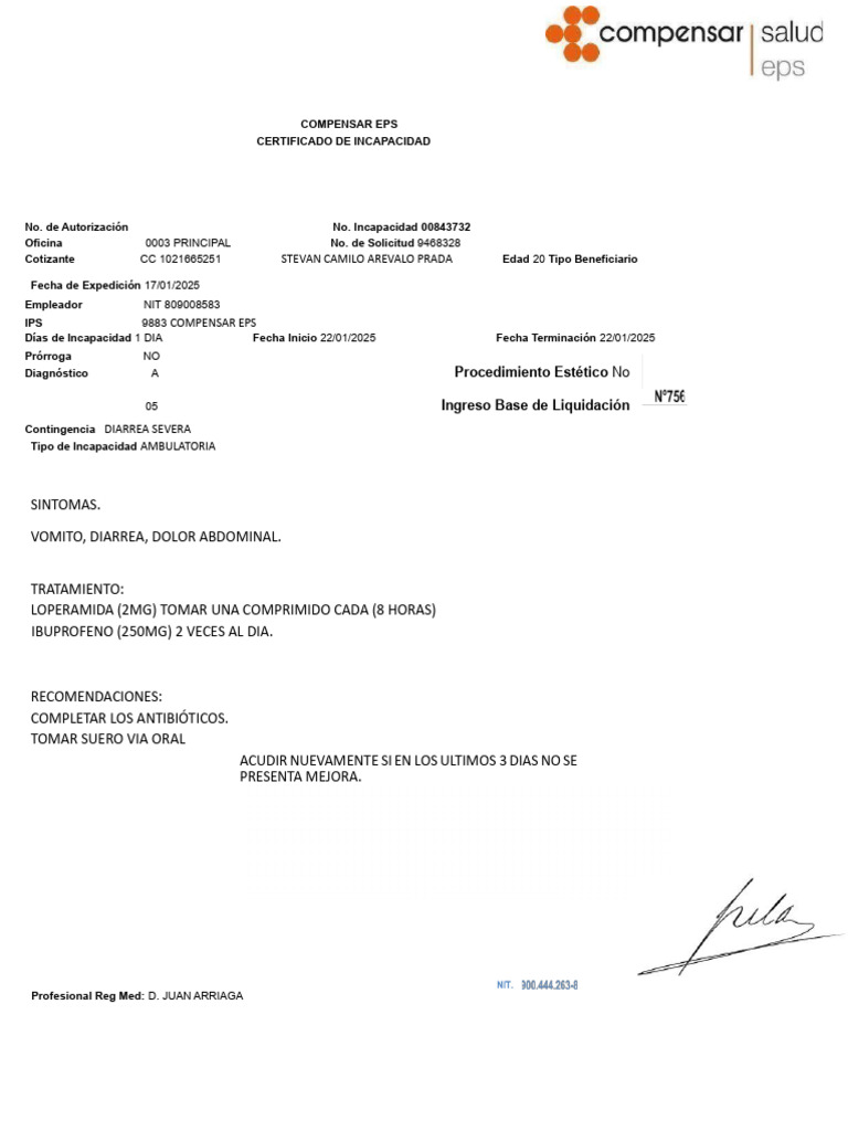 9468328-Compensar-Incapacidad-Cc-1021665251 2 | PDF