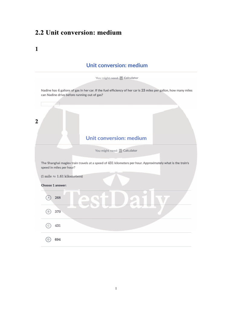 2.2 Unit Conversion | PDF