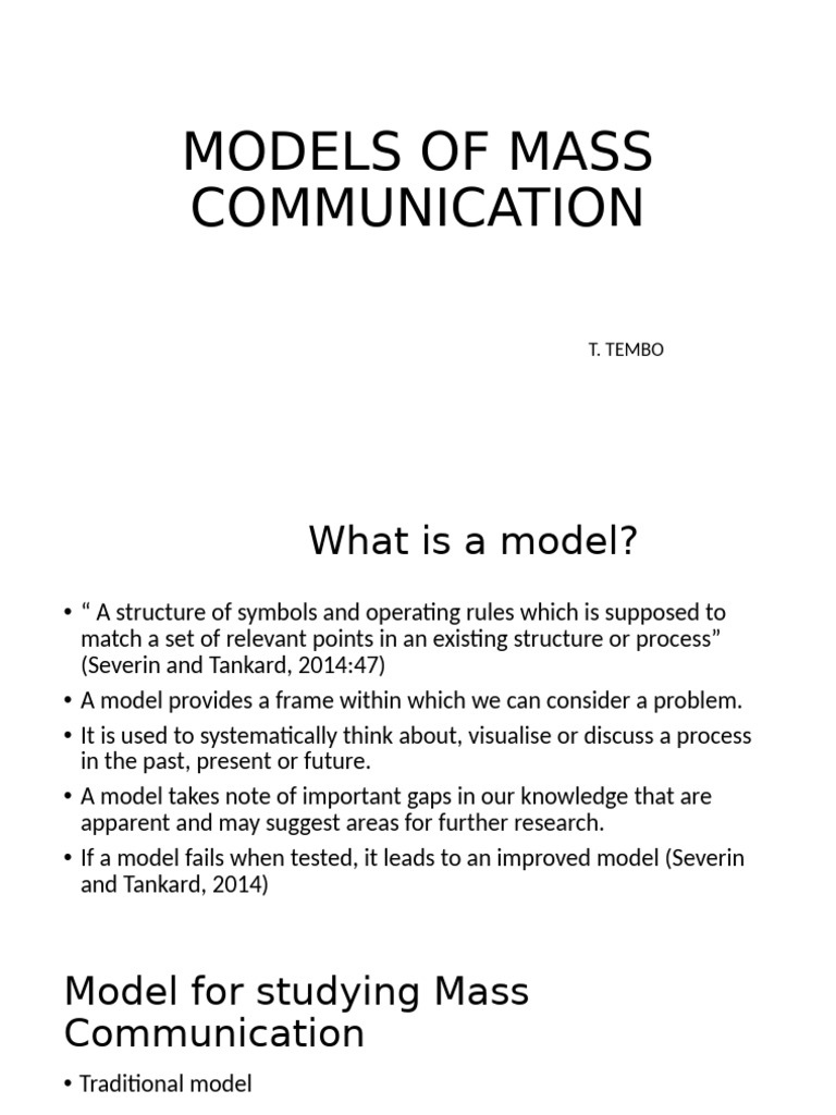Models of Mass Communication Explained | PDF | Communication | Mass Media