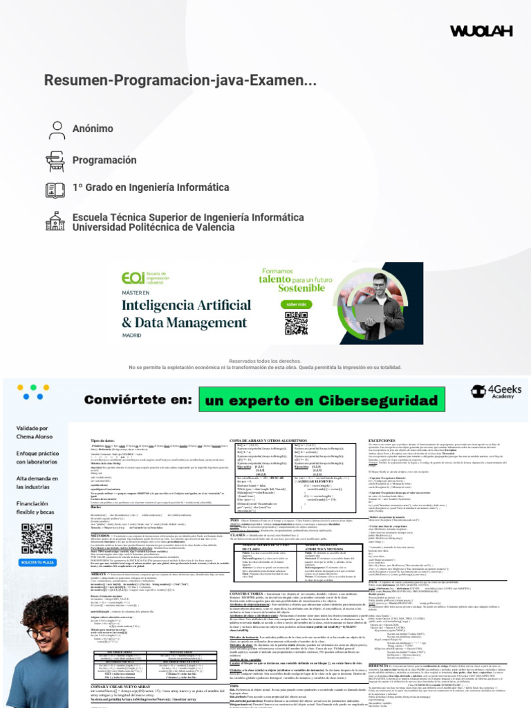 wuolah-free-Resumen-Programacion-java-Examen-Final | PDF | Objeto (informática) | Constructor ...
