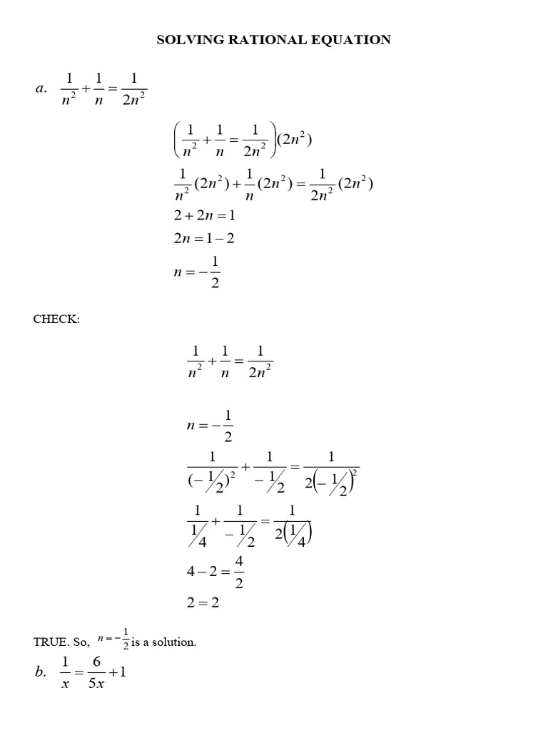 SOLVING RATIONAL EQUATION | PDF