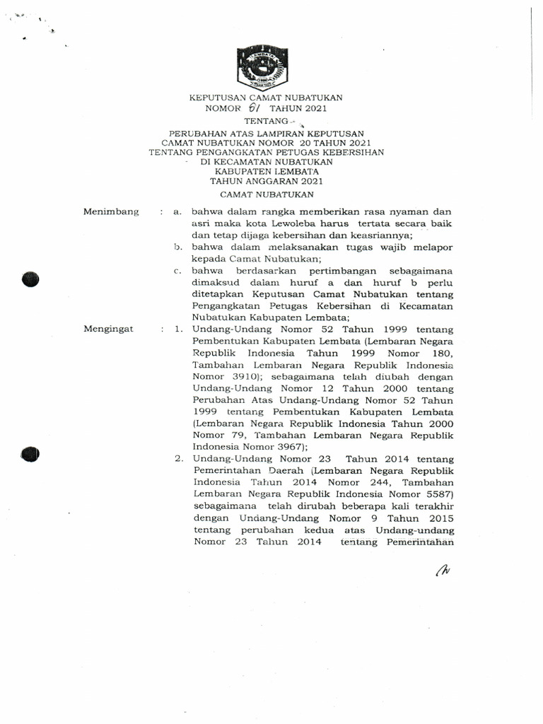 SK Nomor 18 Tahun 2021 | PDF