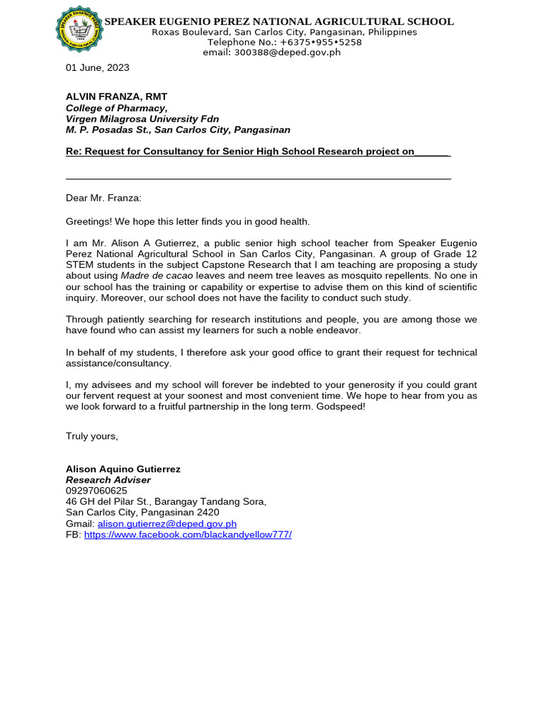 Consultancy Letter of Request | PDF