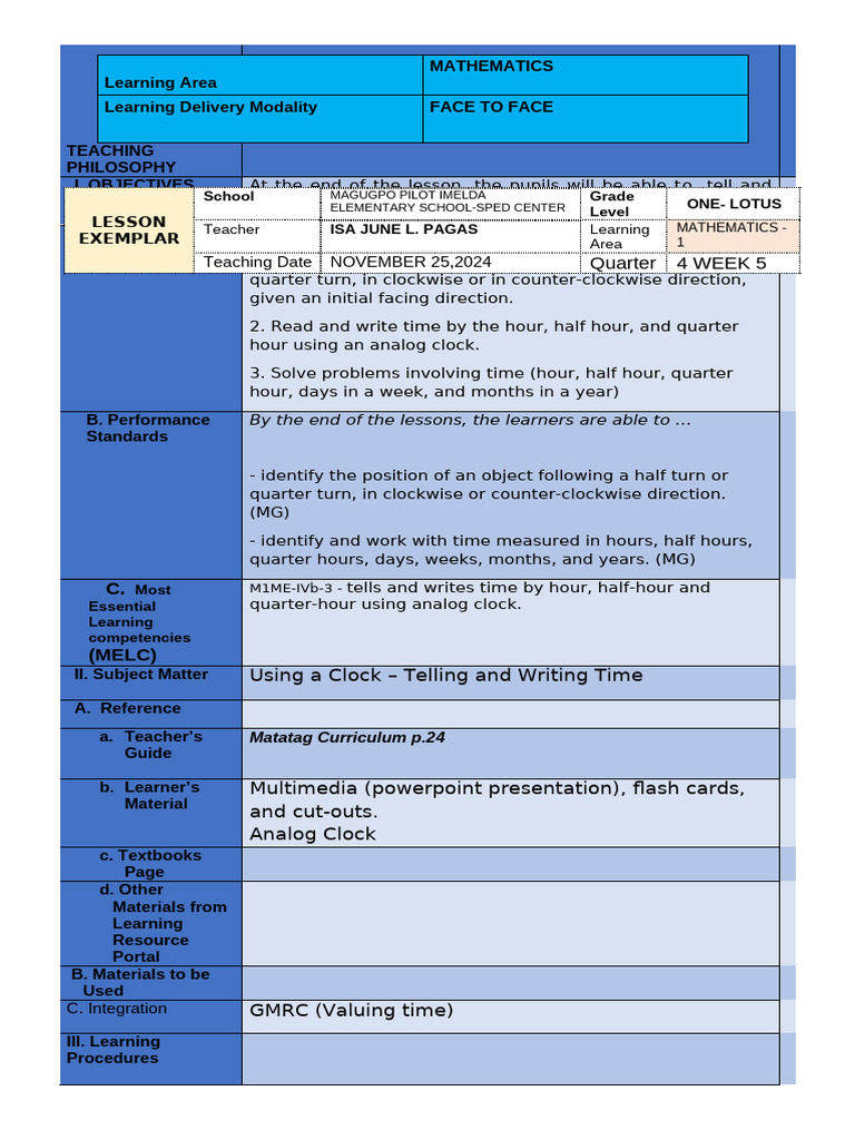 PAGAS ISA JUNE L. Inset Lesson Plan Day 4 PM STRENTHENING EARLY ...