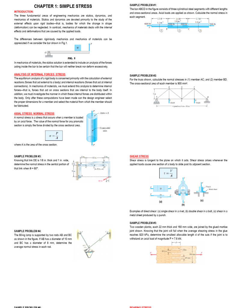 NOTES_SIMPLE-STRESS-ES205 | PDF | Stress (Mechanics) | Strength Of ...