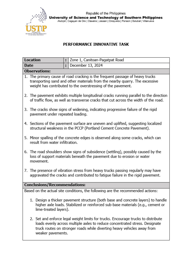 Performance Innovative Task - Hre - Final | PDF | Road Surface | Road