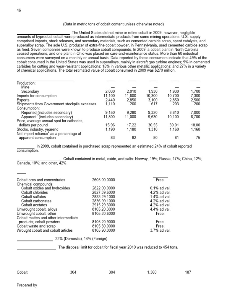 Cobalt Production | PDF | Cobalt | Scrap