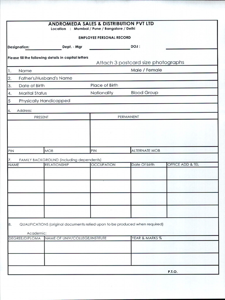 New Joining Form 2023. | PDF