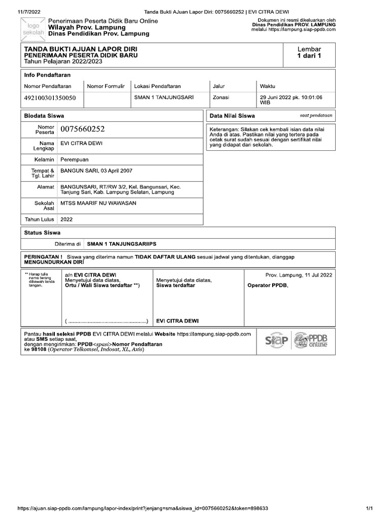 Evi Citra Dewi Zonasi | PDF