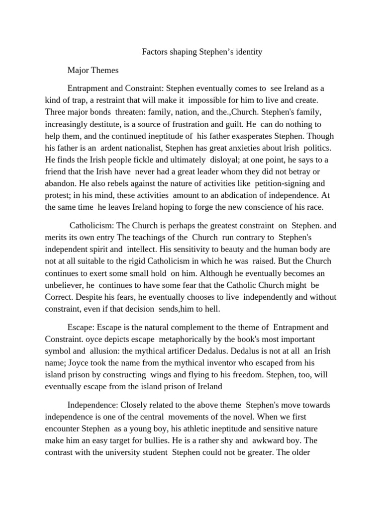 Themes of Identity in Joyce's Portrait | PDF | James Joyce | A Portrait ...