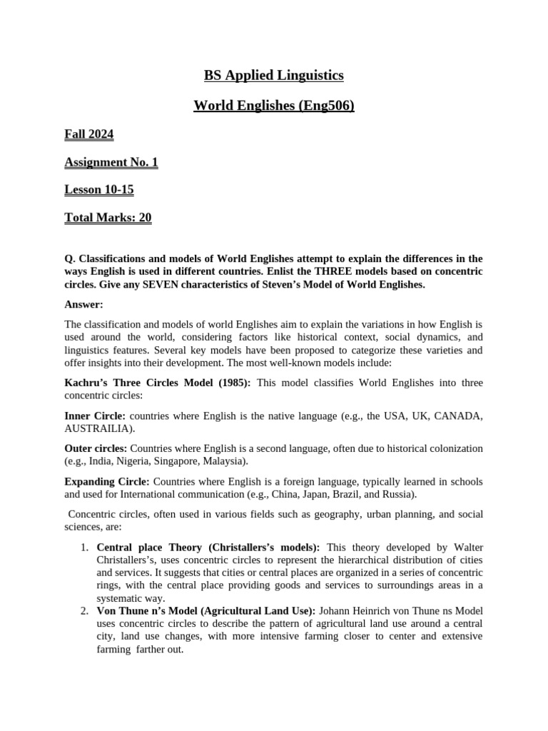 Eng 506 Assignment 1 | PDF | English Language | Linguistics