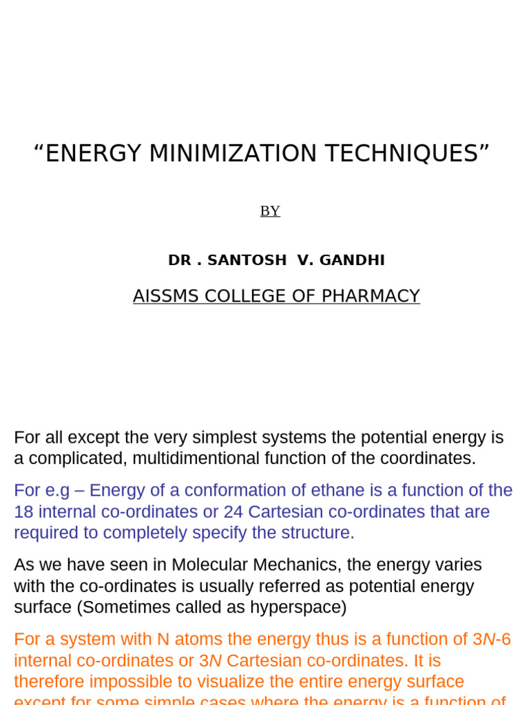 Energy Minimization | PDF | Mathematical Optimization | Gradient