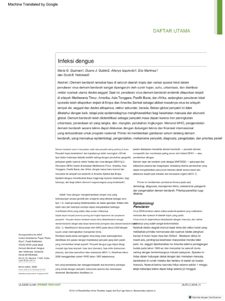 BM Paper 1 - Dengue Overview - Guzman2016 | PDF