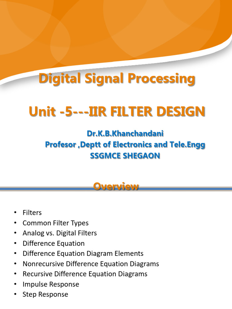 Unit-5 Iir Filter Design-I - 2 | PDF | Filter (Signal Processing) | Bandwidth (Signal Processing)