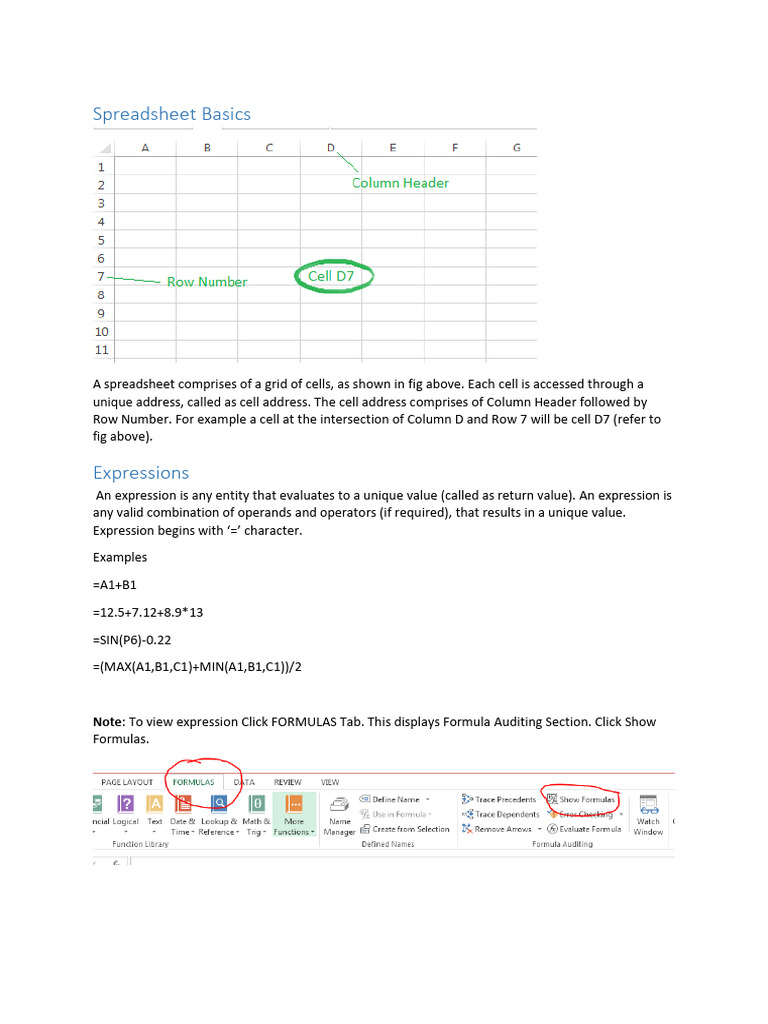 MS Excel Notes NMCP | PDF | Spreadsheet | Function (Mathematics)