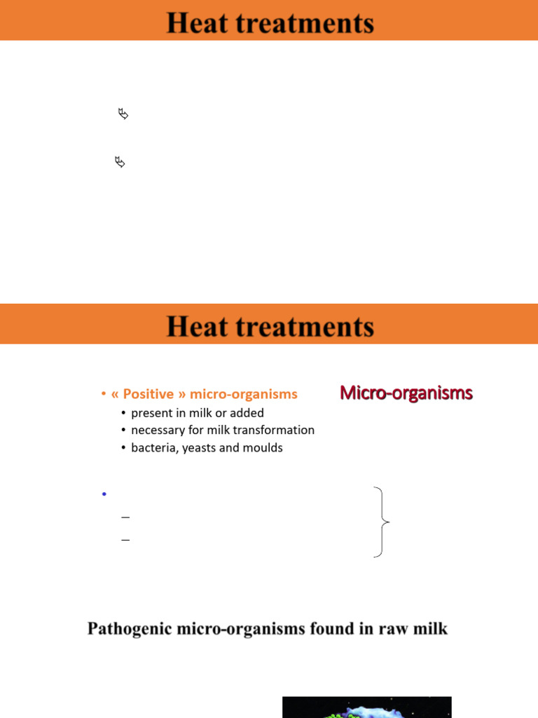 Heat Treatments in Dairy Processing | PDF | Milk | Microorganism