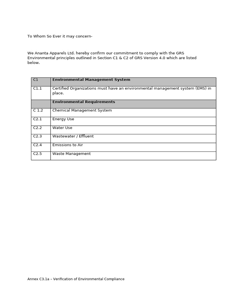 GRS Compliance Commitment | PDF
