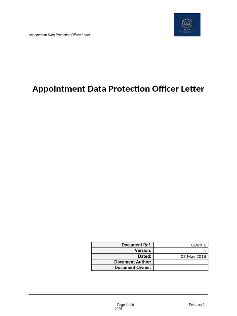 Data Protection Officer Appointment Letter | PDF | Information Privacy ...