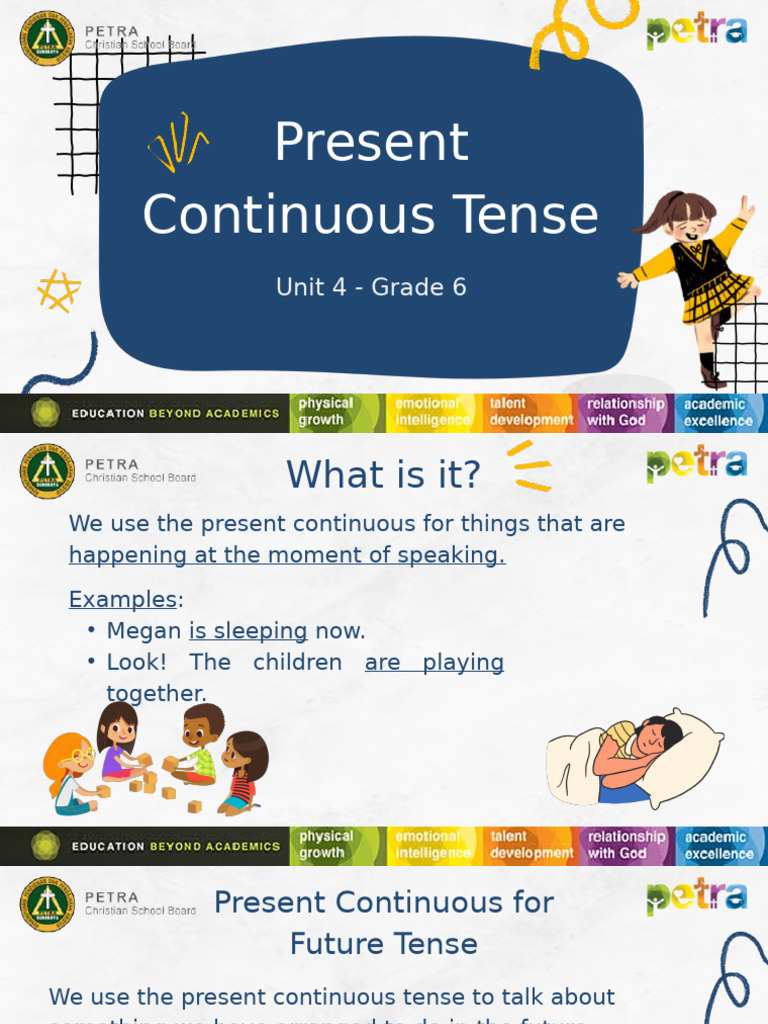 Present Continuous Tense Guide for Grade 6 | PDF | Grammatical Tense ...