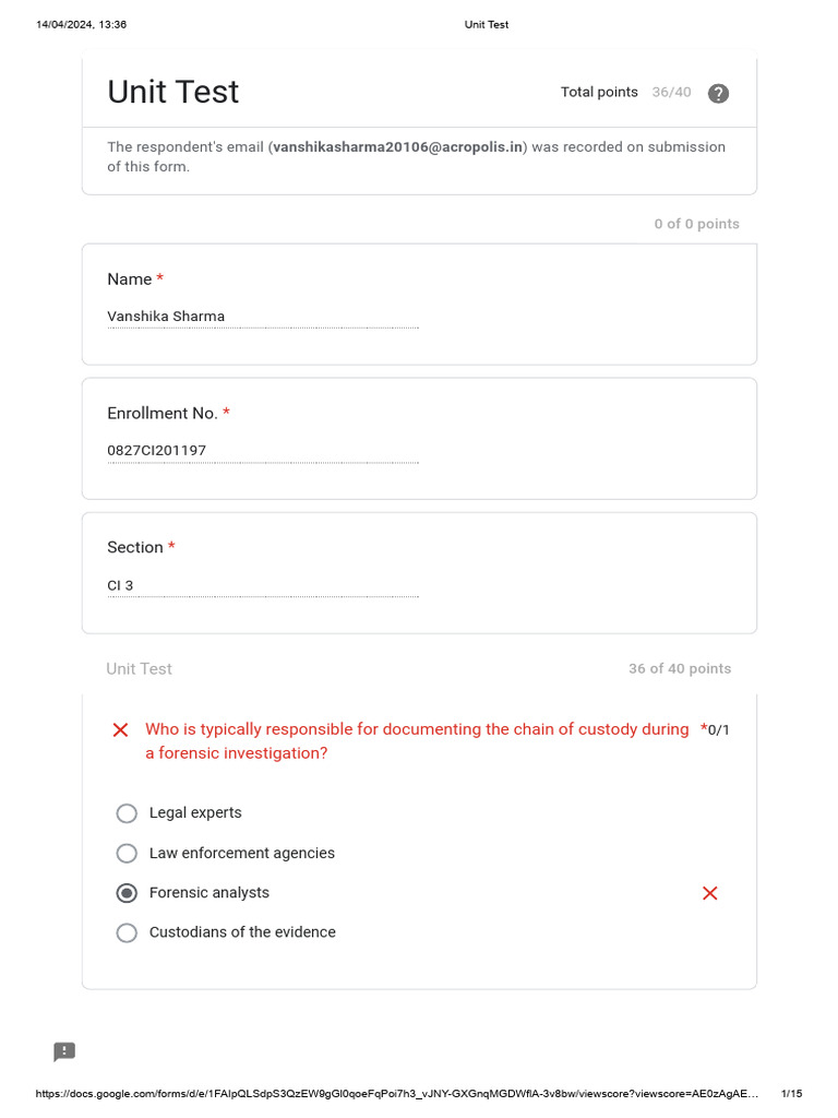 Unit Test | PDF | Digital Forensics | Sarbanes–Oxley Act