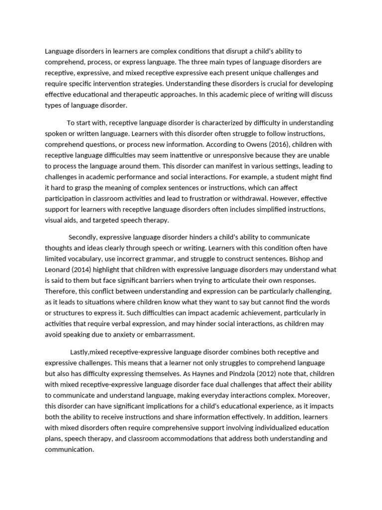 Language Disord-WPS Office | PDF | Speech | Cognitive Science