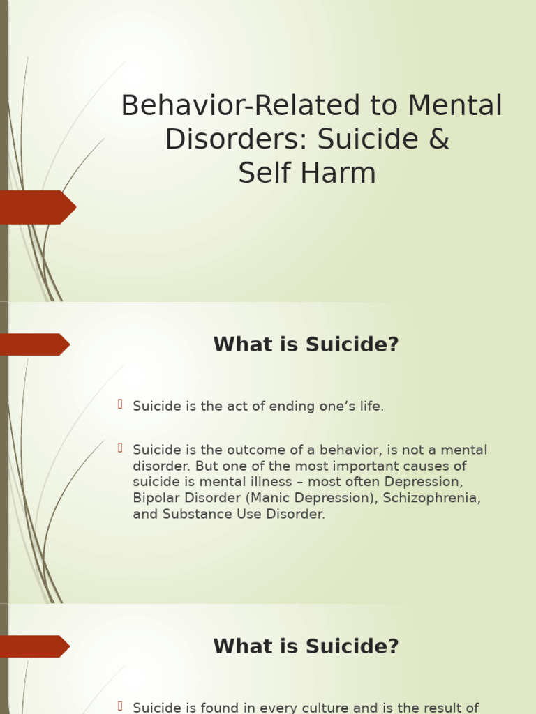 Understanding Suicide and Self-Harm Risks | PDF | Suicide | Mental Disorder
