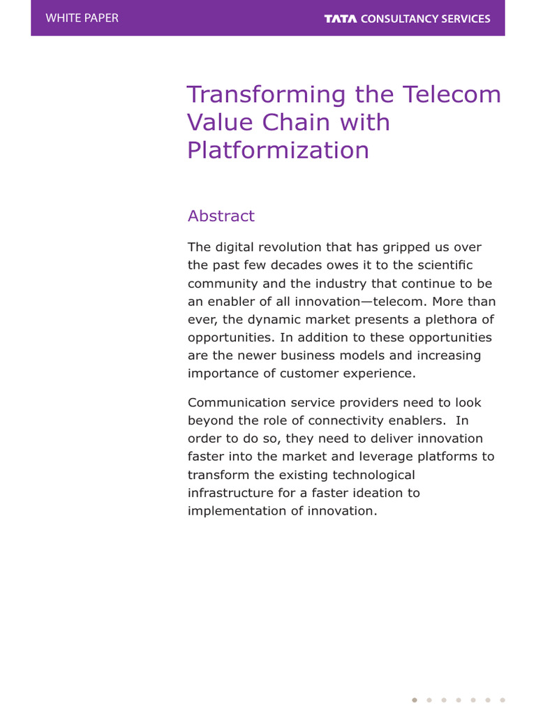 TCS White Paper Transforming The Telecom Value Chain With Platformization | PDF | Cloud ...