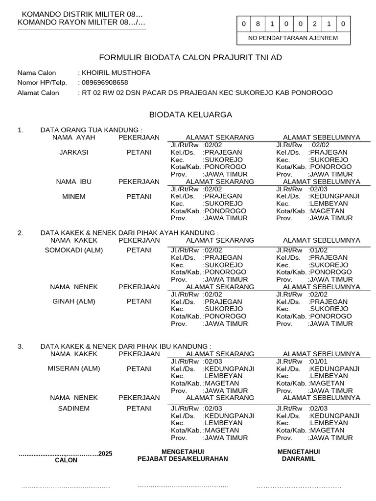 Biodata CLN Ramil | PDF