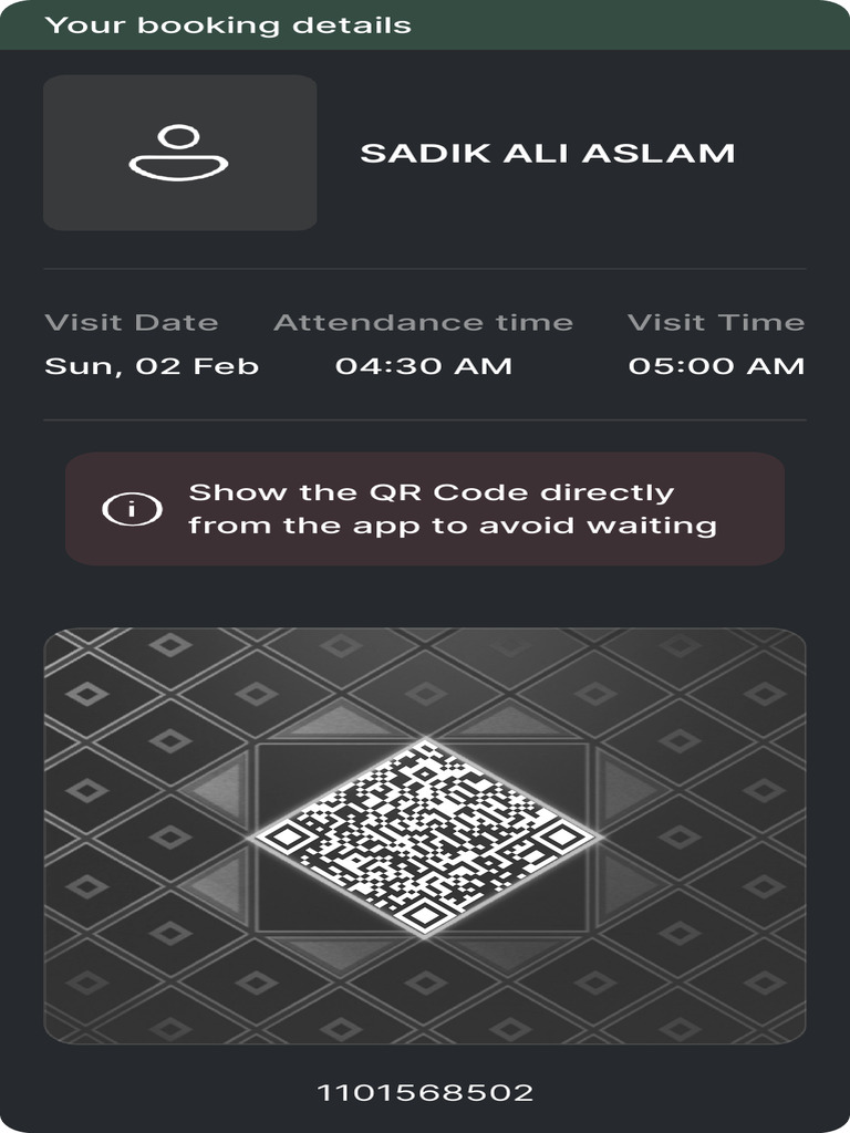 Booking Details for Sadik Ali Aslam | PDF