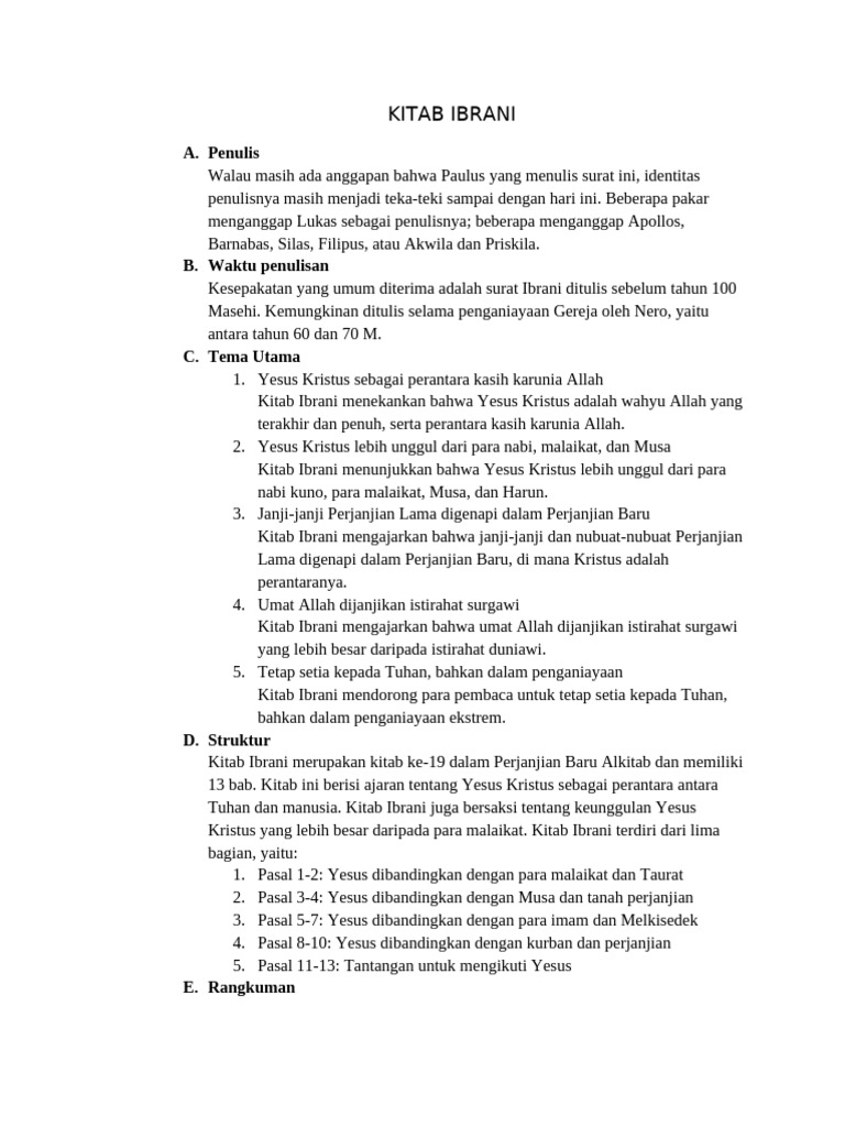 Keunggulan Yesus dalam Kitab Ibrani | PDF