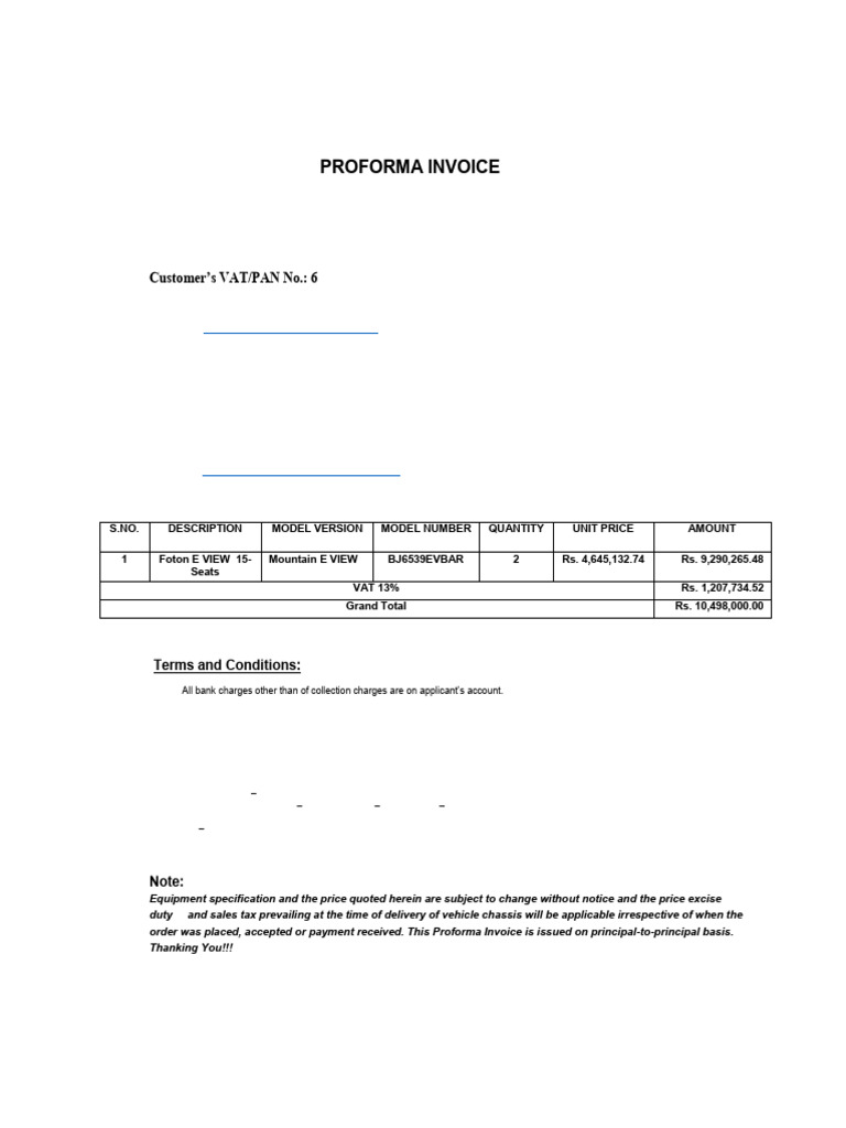 Proforma Invoice Surkhet | PDF | Invoice | Pro Forma