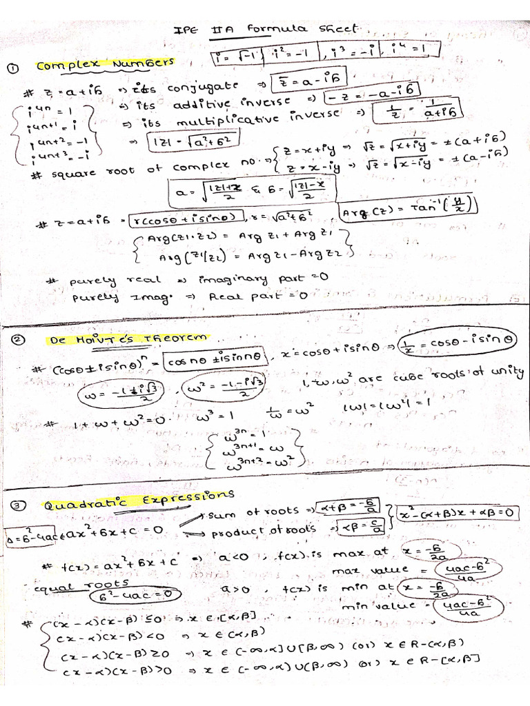 IPE IIA Formula Sheet | PDF