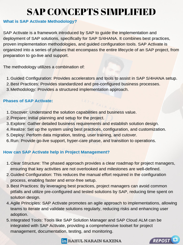 SAP Activate Methodology 1734246468 | PDF | Software Development ...