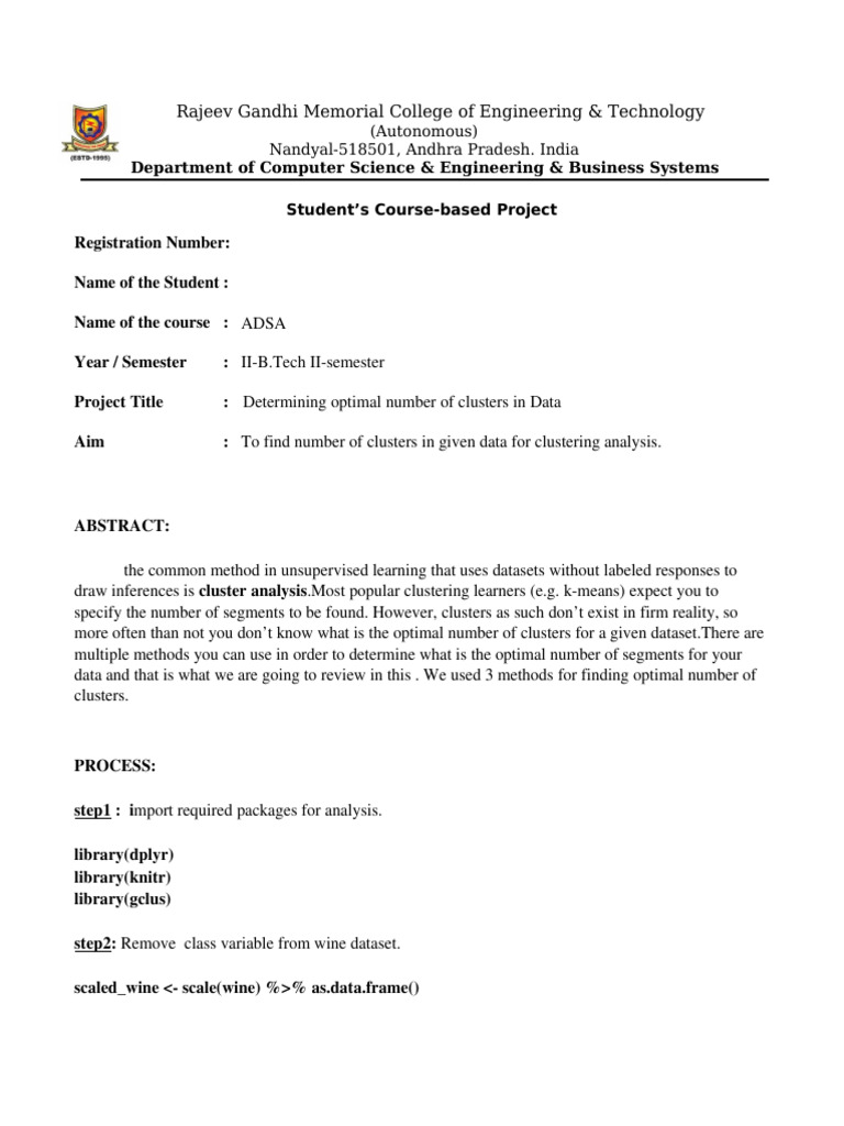 ADSA Assignment Template | PDF | Cluster Analysis | Information Science