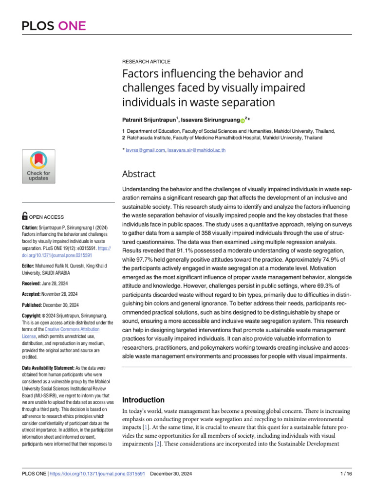 Factors Influencing The Behavior and Challenges Fa | PDF | Waste ...