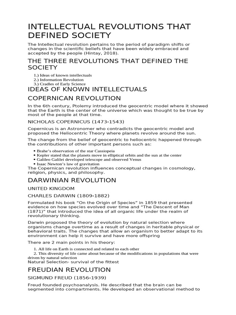 Key Intellectual Revolutions Explained | PDF | Heliocentrism | Science