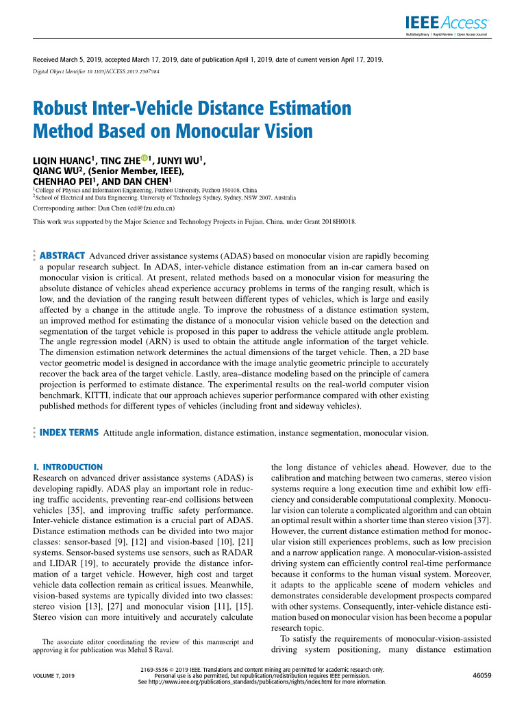 Robust_Inter-Vehicle_Distance_Estimation_Method_Ba | PDF | Computer Vision | Image Segmentation