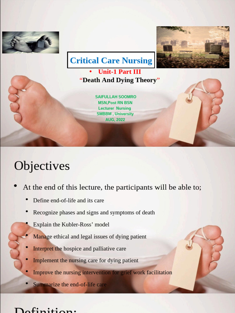 Ccn Unit -1 Part III Death & Dying | PDF | Grief | Death