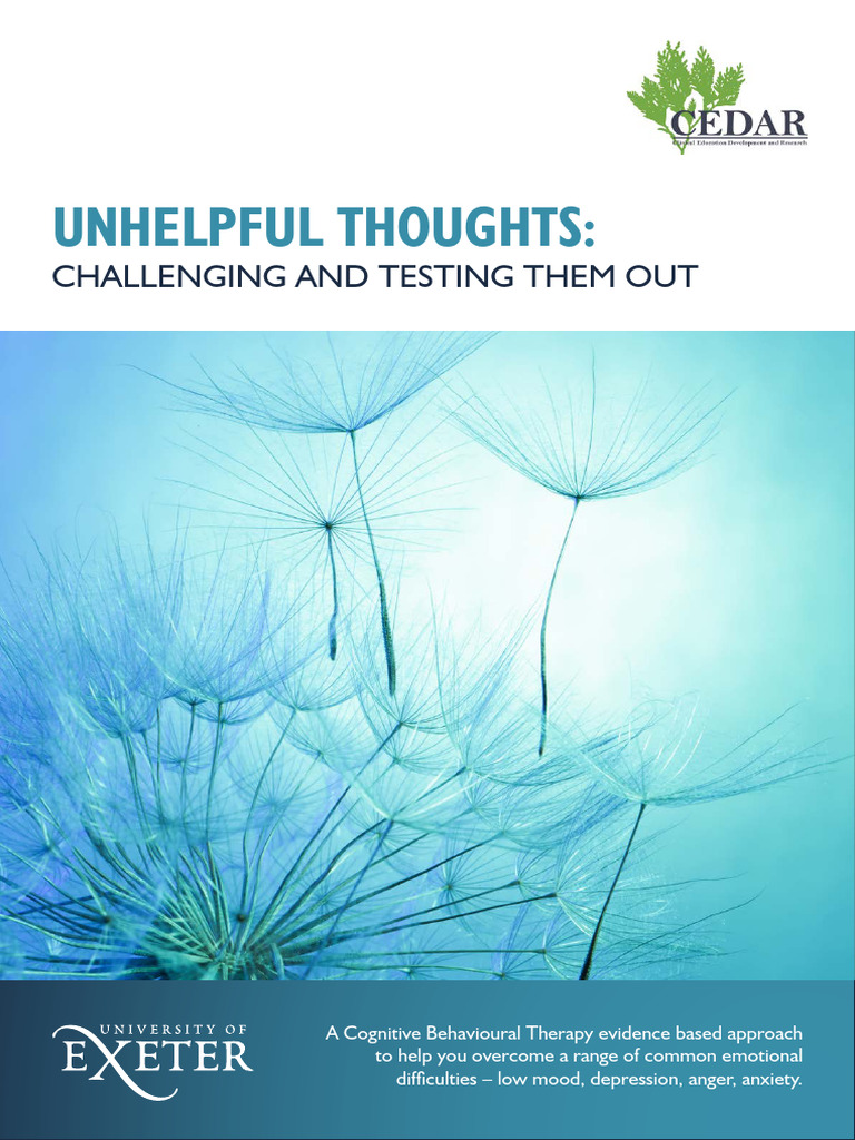 Challenging Unhelpful Thoughts Workbook | PDF | Anxiety | Cognitive ...