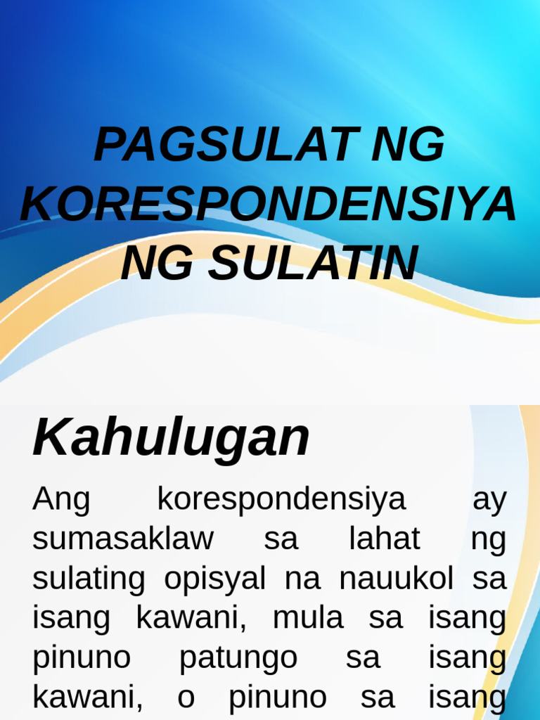 Pagsulat NG Korespondensiyang Sulatin | PDF