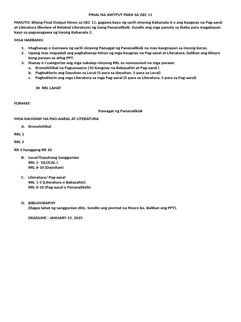 Pinal Na Awtput para Sa Gec 11 | PDF