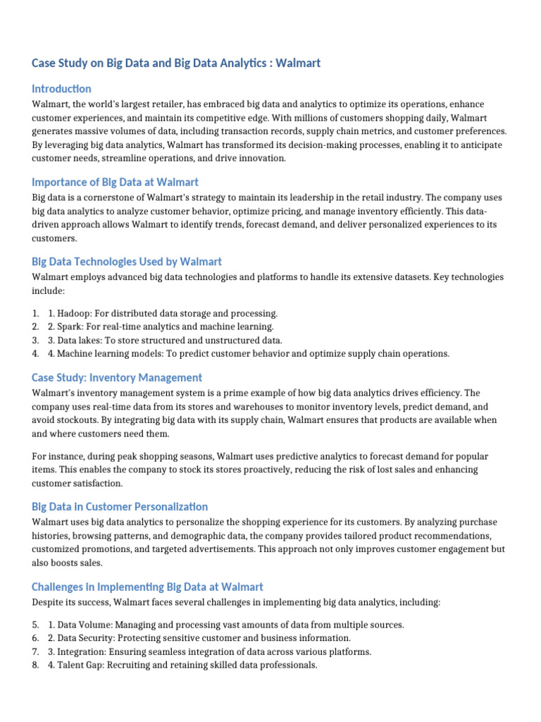 Case Study Walmart Big Data Expanded | PDF | Big Data | Analytics