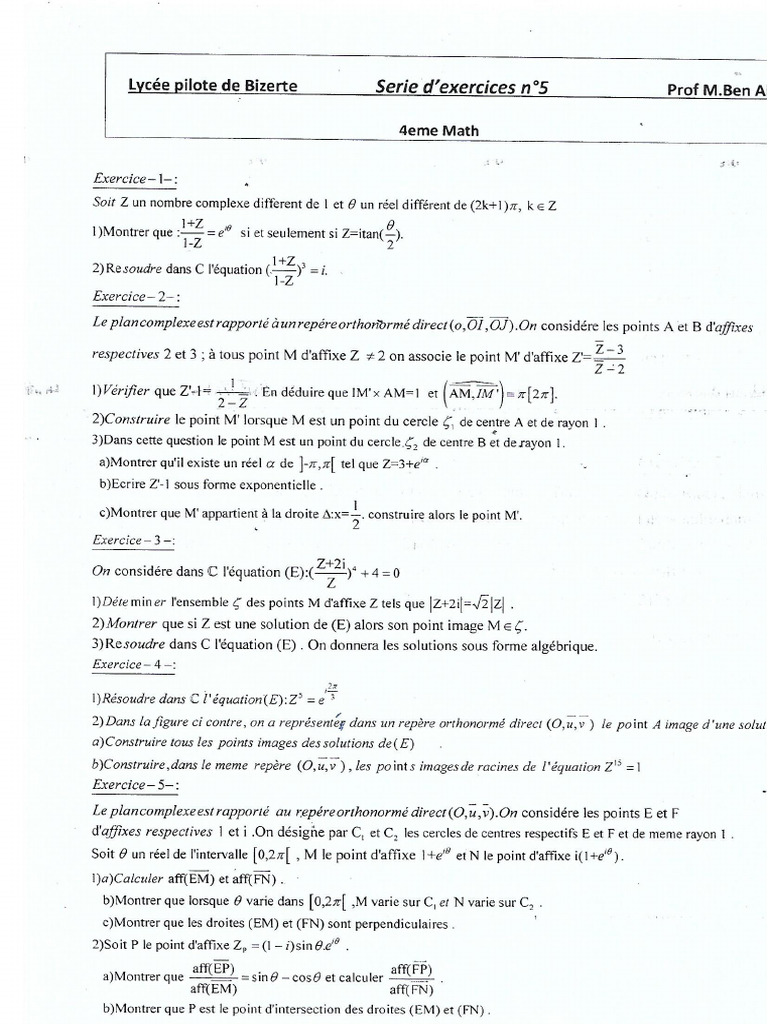 Serie 5 - Complexe | PDF