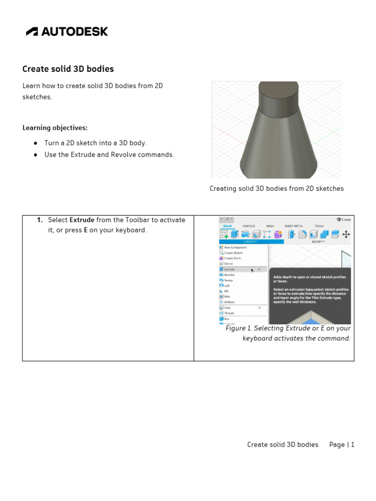 Create 3D Bodies from 2D Sketches | PDF