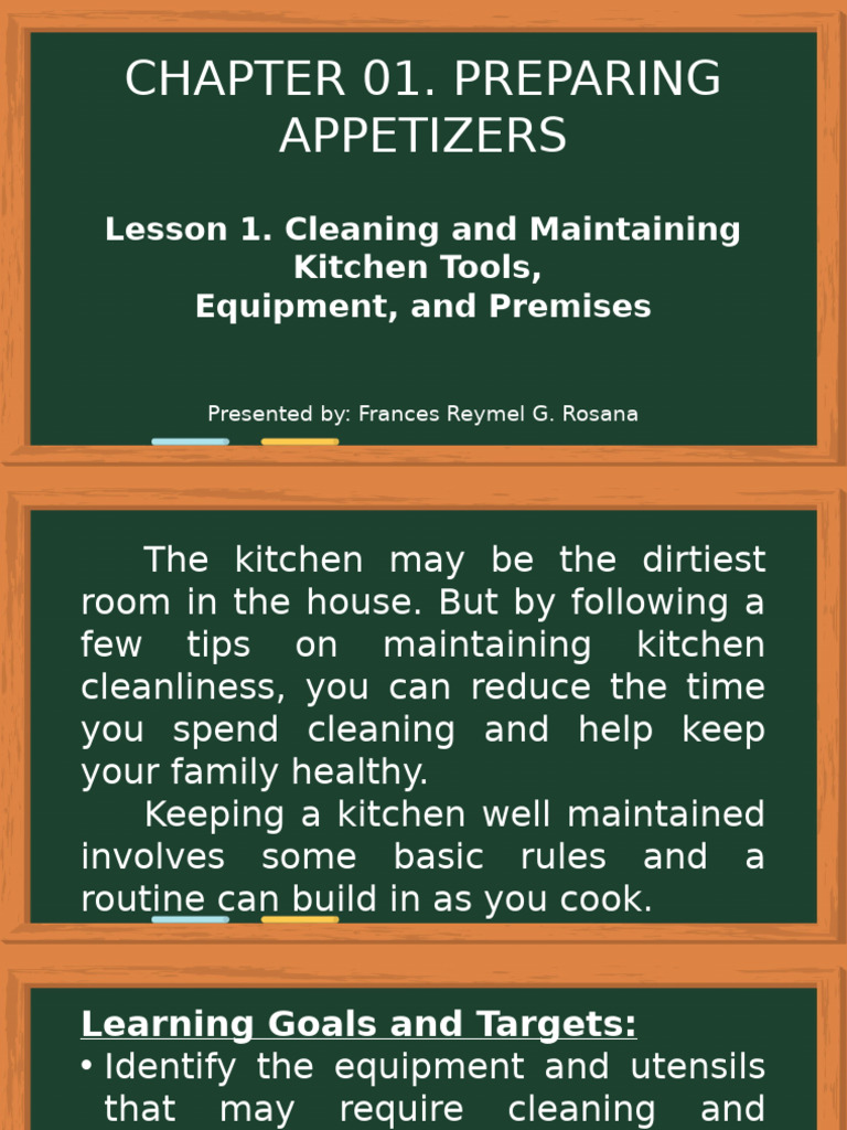 NG and Maintaining Kitchen Tools Equipment and Premises 1 | PDF | Home