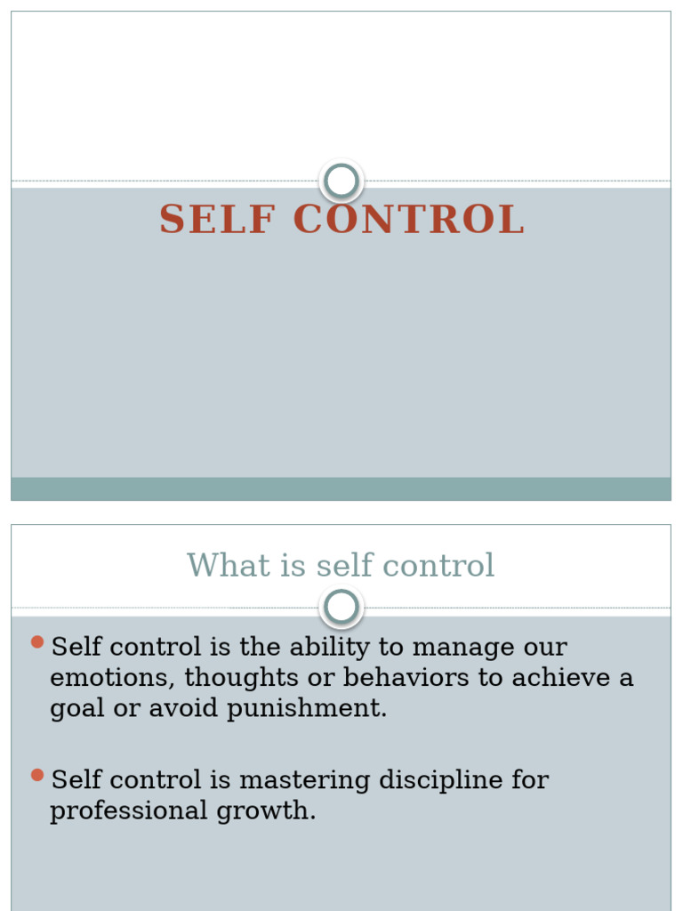 Self Control: Importance and Strategies | PDF