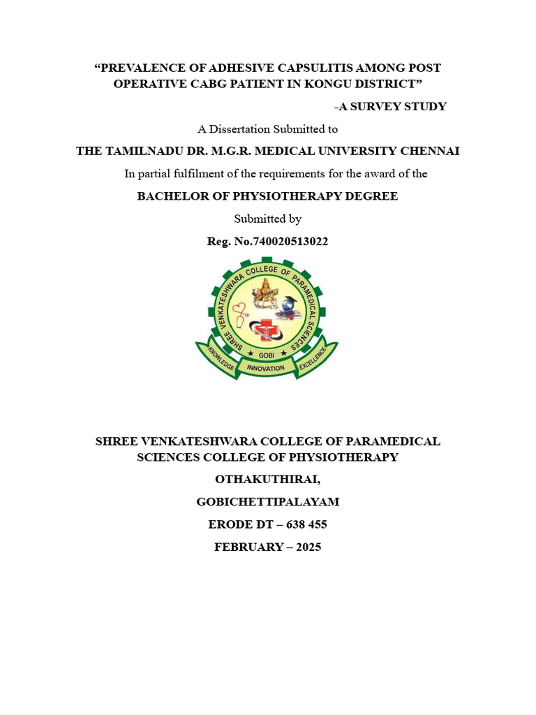 K.gnanaprasanth BPT Final Year Soft Copy PDF Formate | PDF | Coronary Artery Bypass Surgery ...