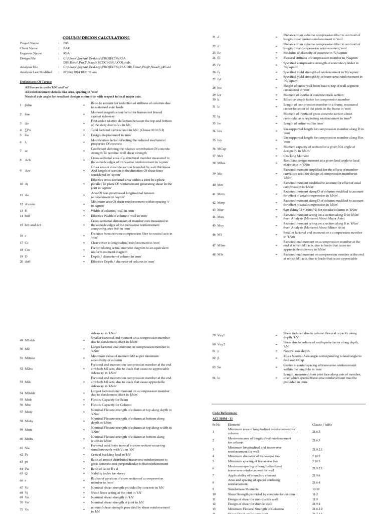 Column Design_ Design Calculations | PDF | Beam (Structure) | Bending