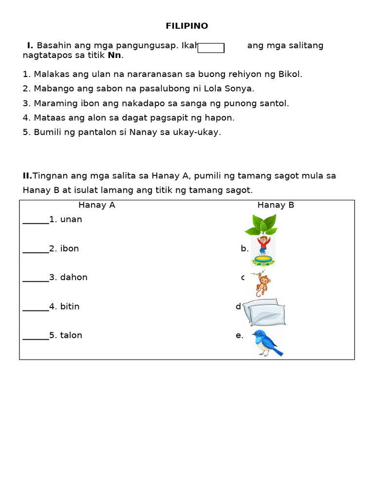 FILIPINO Activity | PDF