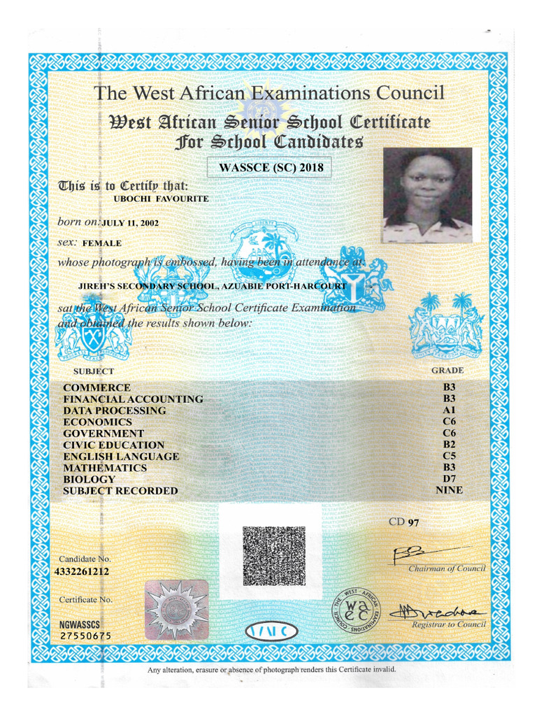 Waec Certificate | PDF